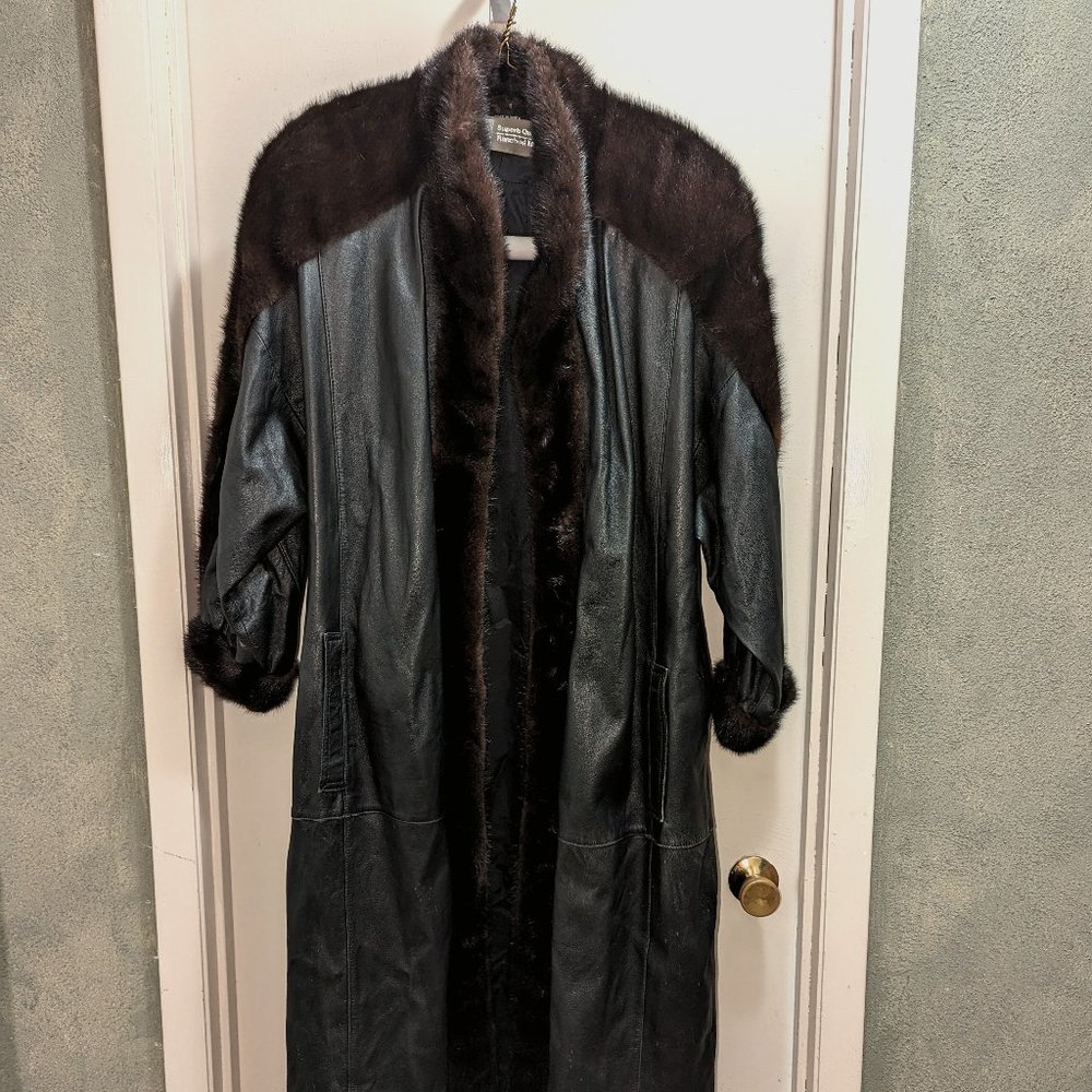 Saga Mink And Leather Coat - Full Length Size 6 - Gem